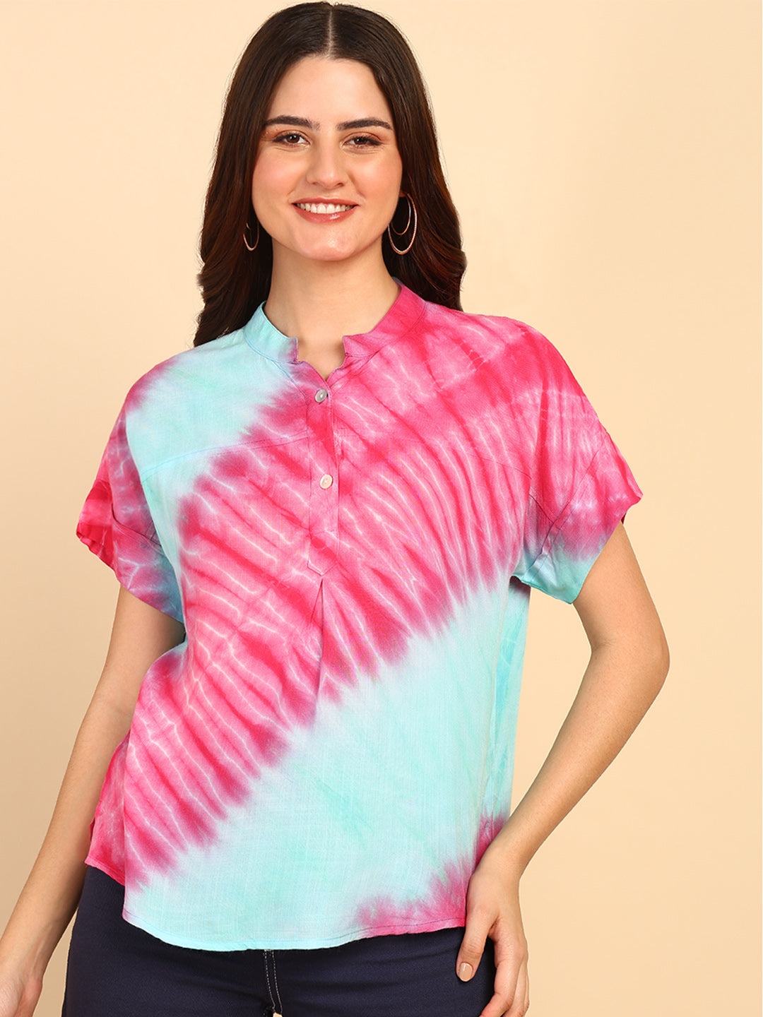 Hand Tie Dyed Sea Green Top for Women (W1528) – Jaipurhues.com