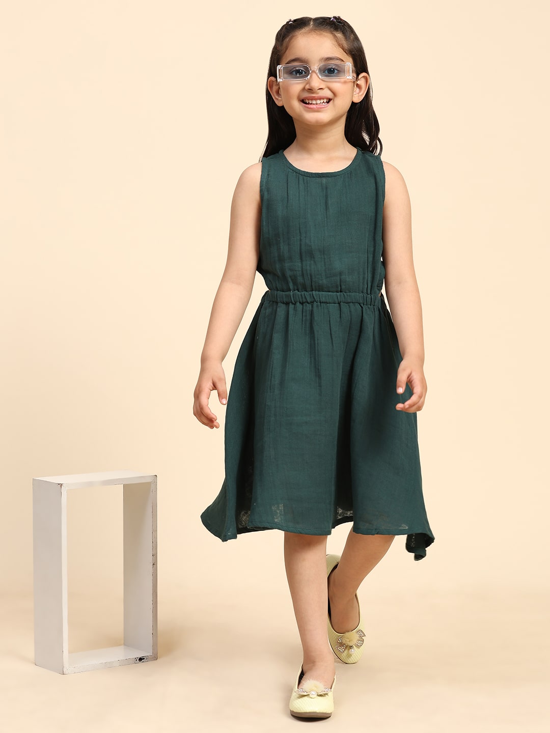 Cotton Fit and Flare Plain Dress for Girls (K1017) – Jaipurhues.com